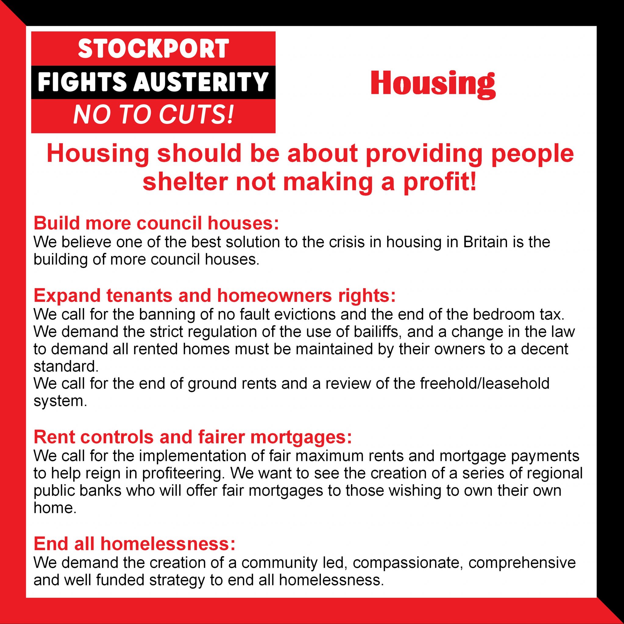 Housing – Stockport Fights Austerity – No to Cuts